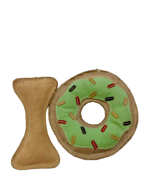Pup-Arazzi Leather Donut + Bone For Dog Toy – ShakeHands