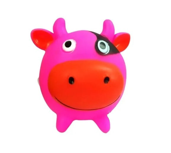 Nunbell Natural Rubber Squeaky Vinyl Cow Face Toy (Color May Vary ...
