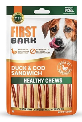 First Bark : Duck & Cod Sandwich – Healthy Chews Dog Treats – ShakeHands