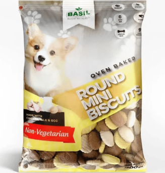 Basil Non-Veg Round Mini Shaped Puppy Biscuits – ShakeHands